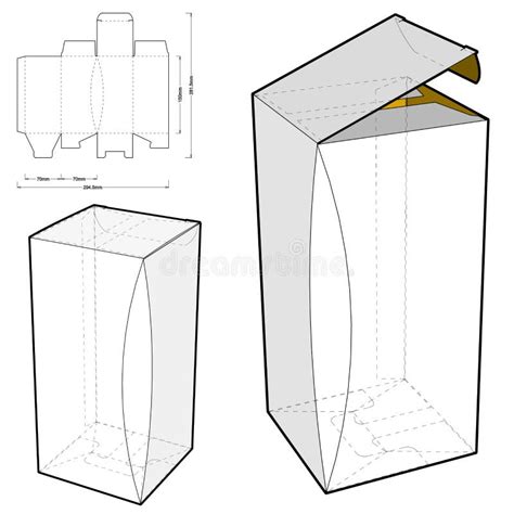 Chamfered Box Internal Measurement 7x7x15 Cm And Die Cut Pattern Stock