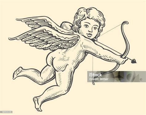 활과 화살을 겨누고 있는 큐피드 발렌타인 데이 상징입니다 비행 천사 아이 벡터 일러스트 레이 션 큐피드에 대한 스톡 벡터 아트 및 기타 이미지 Istock