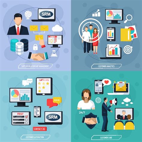 Crm 플랫 디자인 컨셉 무료 벡터
