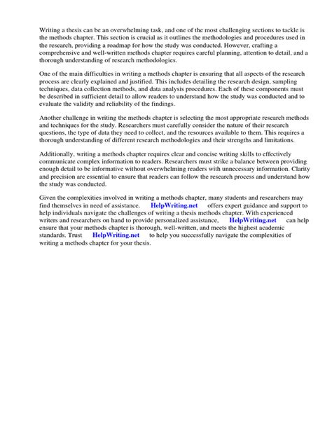 How To Write A Methods Chapter For A Thesis Pdf Methodology Thesis