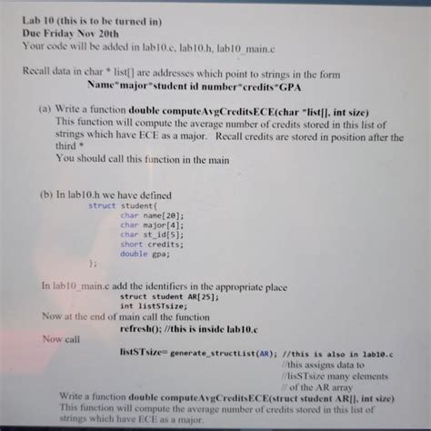 Solved Lab 10 This Is To Be Turned In Due Friday Nov 20th