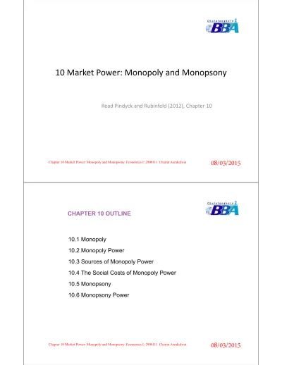 10 Market Power Monopoly And Monopsony