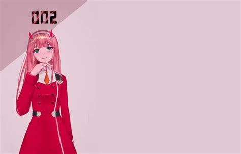 Обои девушка тень розовый фон 002 Darling In The Frankxx Милый во Франксе Zero Two