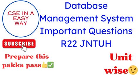 Database Management System Dbms Important Questions Unit Wise
