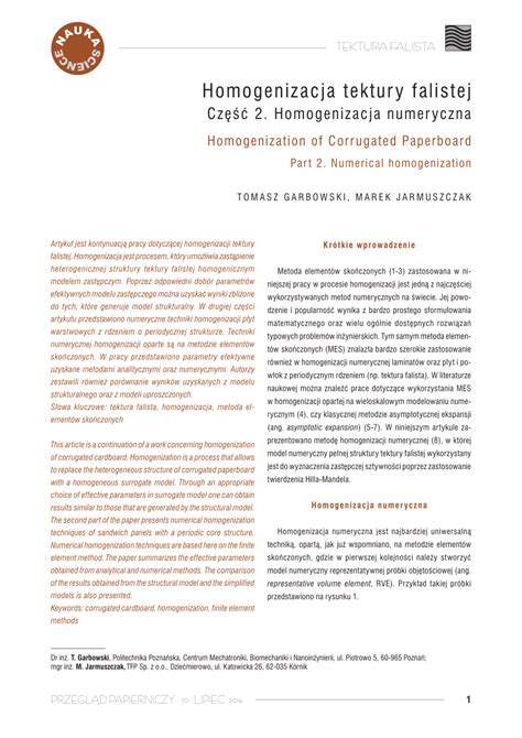Pdf Homogenization Of Corrugated Paperboard Part 2 Numerical Homogenization