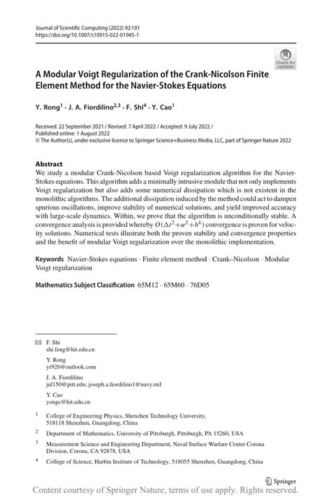 A Modular Voigt Regularization Of The Crank Nicolson Finite Element