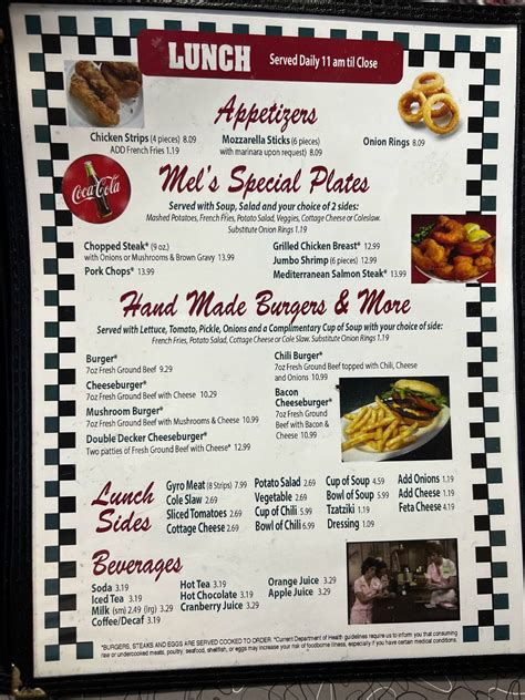 Menu At Mels Diner Restaurant Phoenix