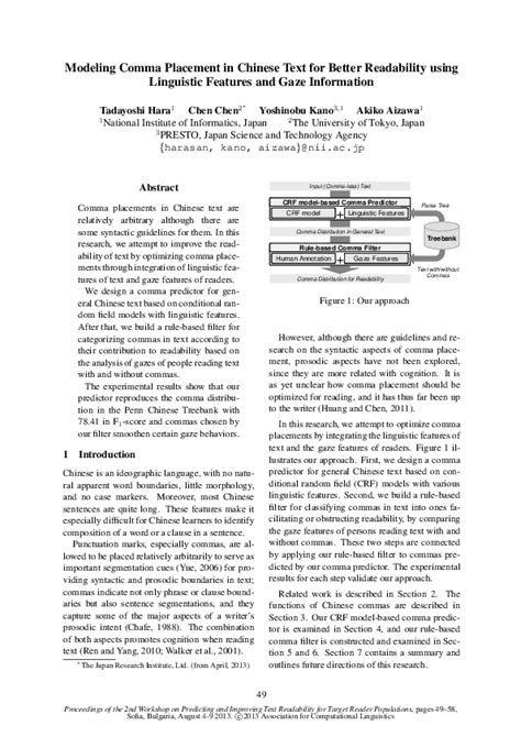 Pdf Modeling Comma Placement In Chinese Text For Better Readability