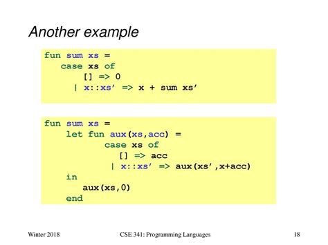 Cse341 Programming Languages Lecture 6 Nested Patterns Exceptions Tail