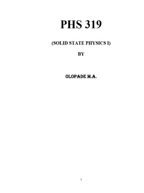 lecture notes solid state physics pdf crystal structure