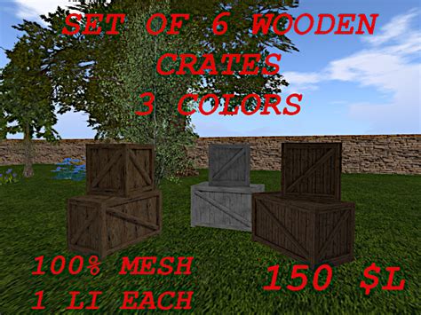 Second Life Marketplace Wooden Crates Box