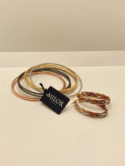 LOT 188J: 925 Milor Italy Multi-Toned Bracelet and Earrings Collection ...