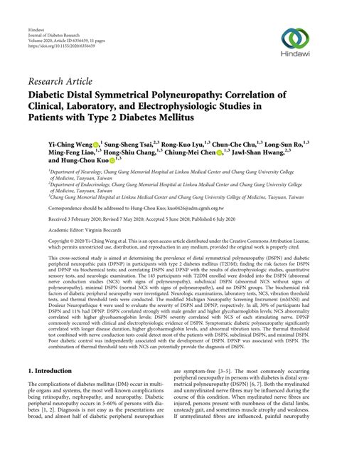 Pdf Diabetic Distal Symmetrical Polyneuropathy Correlation Of Clinical Laboratory And