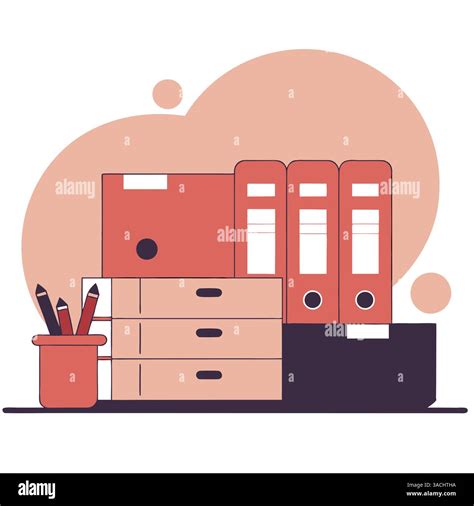 A Drawing Showing Files In Filing Cabinets In An Office Environment Stock Vector Image And Art Alamy