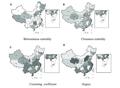 A Betweenness Centrality B Closeness Centrality C Clustering