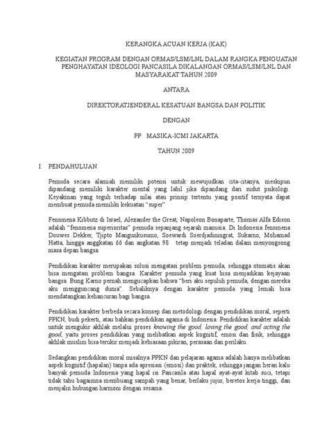 Kerangka Acuan Kerja Masika Pdf