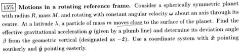 solved 15 motions in a rotating reference frame consider a