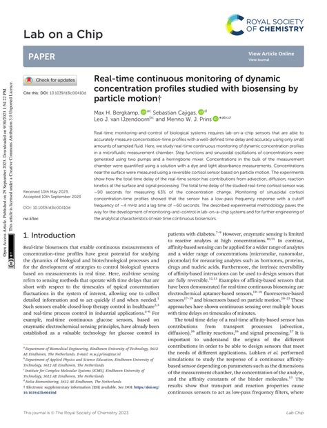 Pdf Real Time Continuous Monitoring Of Dynamic Concentration Profiles