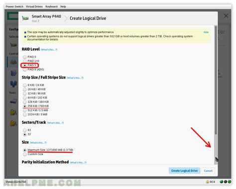 smart array p440 create raid 5 using smart storage administrator