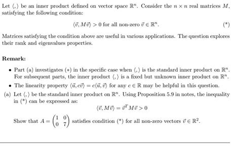 Solved Let Be An Inner Product Defined On Vector Chegg