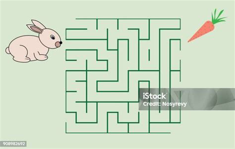 어린이 위한 미로 게임 토끼 당근 얻을 도움이 됩니다 0명에 대한 스톡 벡터 아트 및 기타 이미지 0명 개념 검색