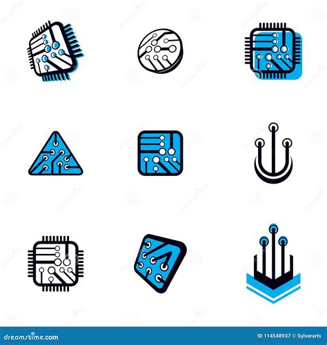 Technology Communication Cybernetic Elements Collection Vector Stock Vector Illustration Of