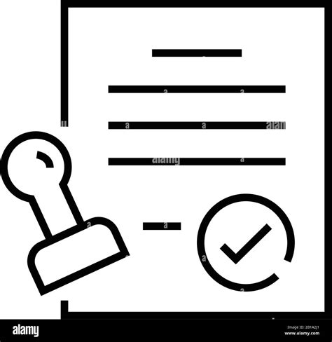 Document Stamp Line Icon Concept Sign Outline Vector Illustration Linear Symbol Stock Vector