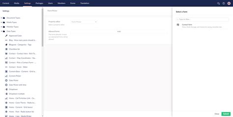Use Editor Service To Open Form Picker In Datatype Configuration · Issue 514 · Umbracoumbraco