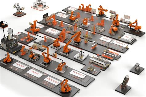 Premium Photo Robot Automation Flowchart With Isolated Images Of Androids And Industrial Devices