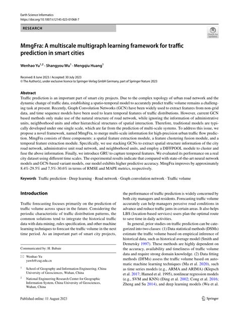 PDF MmgFra A Multiscale Multigraph Learning Framework For Traffic Prediction In Smart Cities