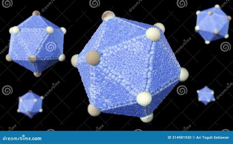 3d Rendering Of The Icosahedral Structure Of Virus Stock Illustration Illustration Of Particle