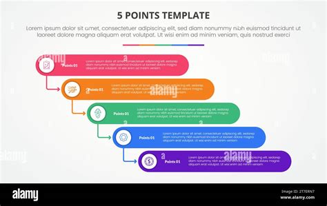 5 Points Stage Template Infographic Concept For Slide Presentation With Round Rectangle Stack