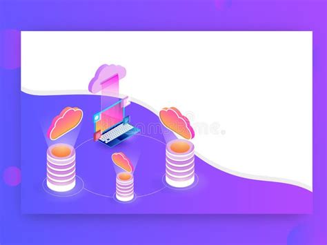 Illustration Of Cloud Server Connected To Database Miniature An Stock Illustration