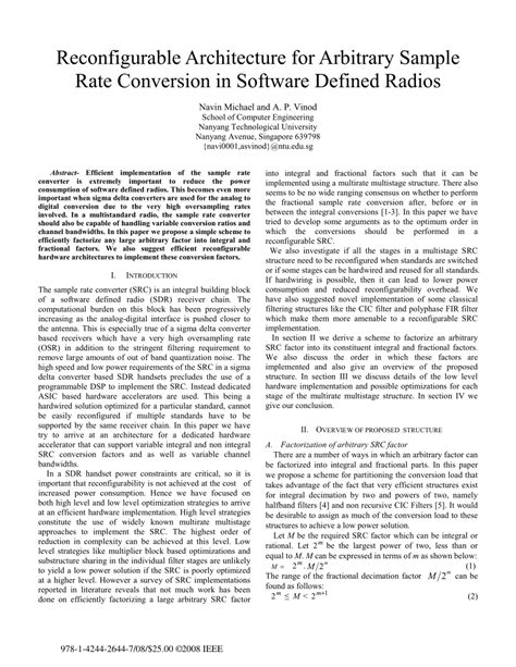 Pdf Reconfigurable Architecture For Arbitrary Sample Rate Conversion