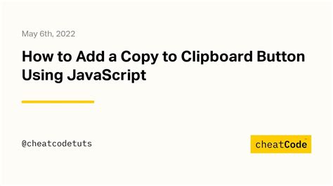 How To Add A Copy To Clipboard Button Using Javascript Youtube