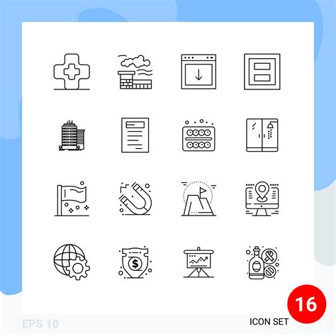 Pack Of 16 Creative Outlines Of Skyscaper Two Down Section Frame Editable Vector Design Elements