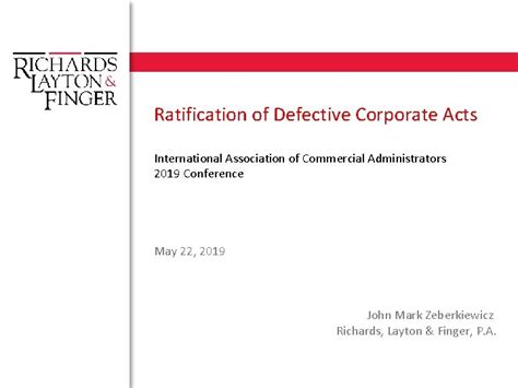 Ratification Of Defective Corporate Acts International Association Of