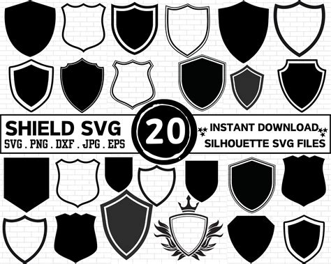 20 Shield Svg Shield Svg Bundle Shield Png Svg Cut Files Silhouette