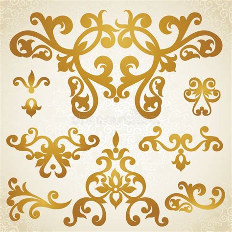 Vector Set With Ornament In Victorian Style Stock Illustration Illustration Of Damask