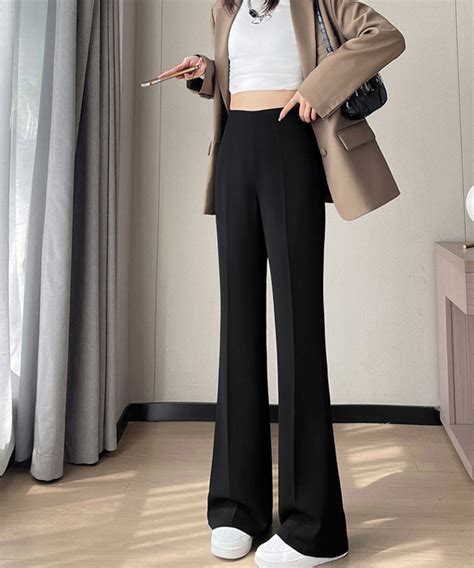 포앤바이앤 옆지퍼 세미 부츠컷 슬랙스 하이웨스트 세미플레어 정장 바지 팬츠 포멀룩 오피스룩 하객룩 하얀바지