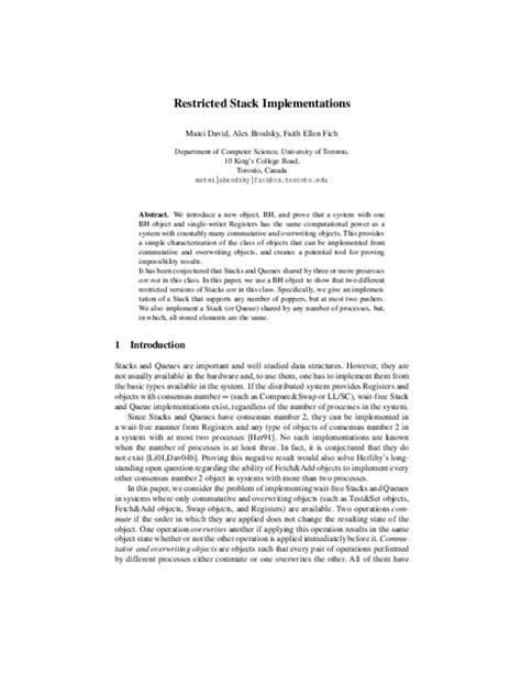 Pdf Restricted Stack Implementations
