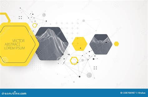 Modern Science Or Technology Abstract Background Using Hexagonal Shapes Wireframe Spot Surface