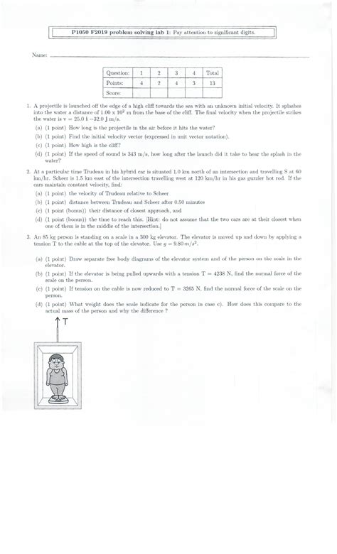 Problem Session 1 Solutions Phys 1020 Studocu