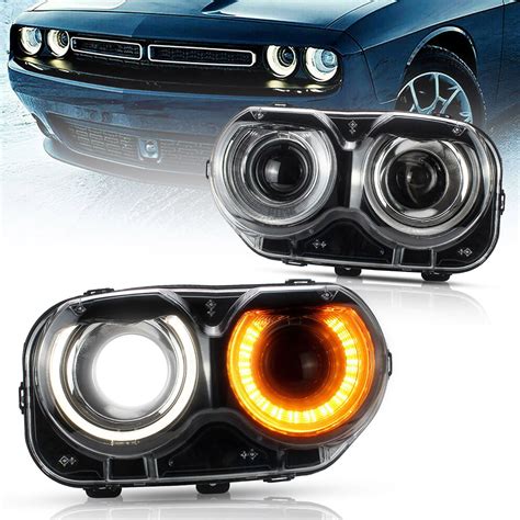 Vland Led Halo Headlights For 2015 2023 Dodge Challenger H