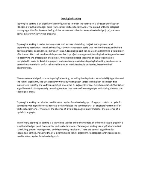 Topological Sorting Topological Sorting Topological Sorting Is An