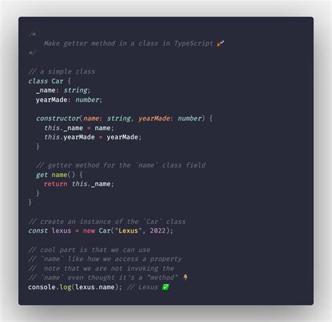 How To Make A Getter Method In A Class In Typescript Melvin George