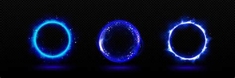 파란 네온 3d 마법의 빛 원 포털에 빛나는 효과 추상 ⁇ 터 반지 에너지 플레어 고립된 텔레포트 방사선 전기 프레임 반