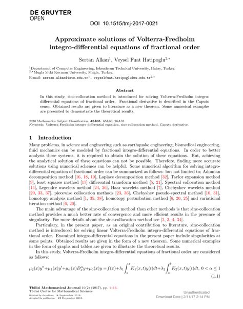 Pdf Approximate Solutions Of Volterra Fredholm Integro Differential