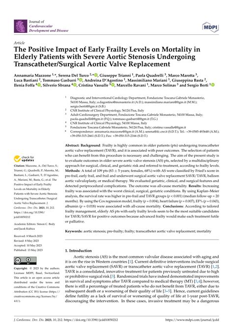Pdf The Positive Impact Of Early Frailty Levels On Mortality In Elderly Patients With Severe