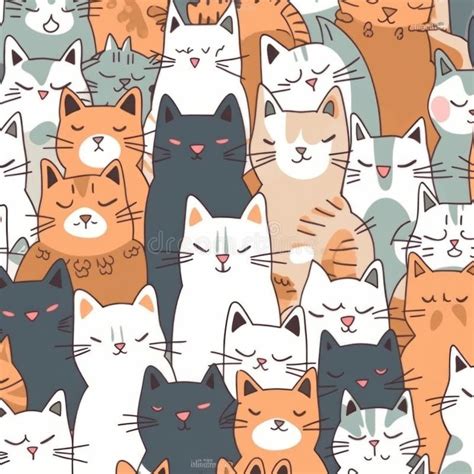 repeating cat pattern neural network ai generated stock illustration